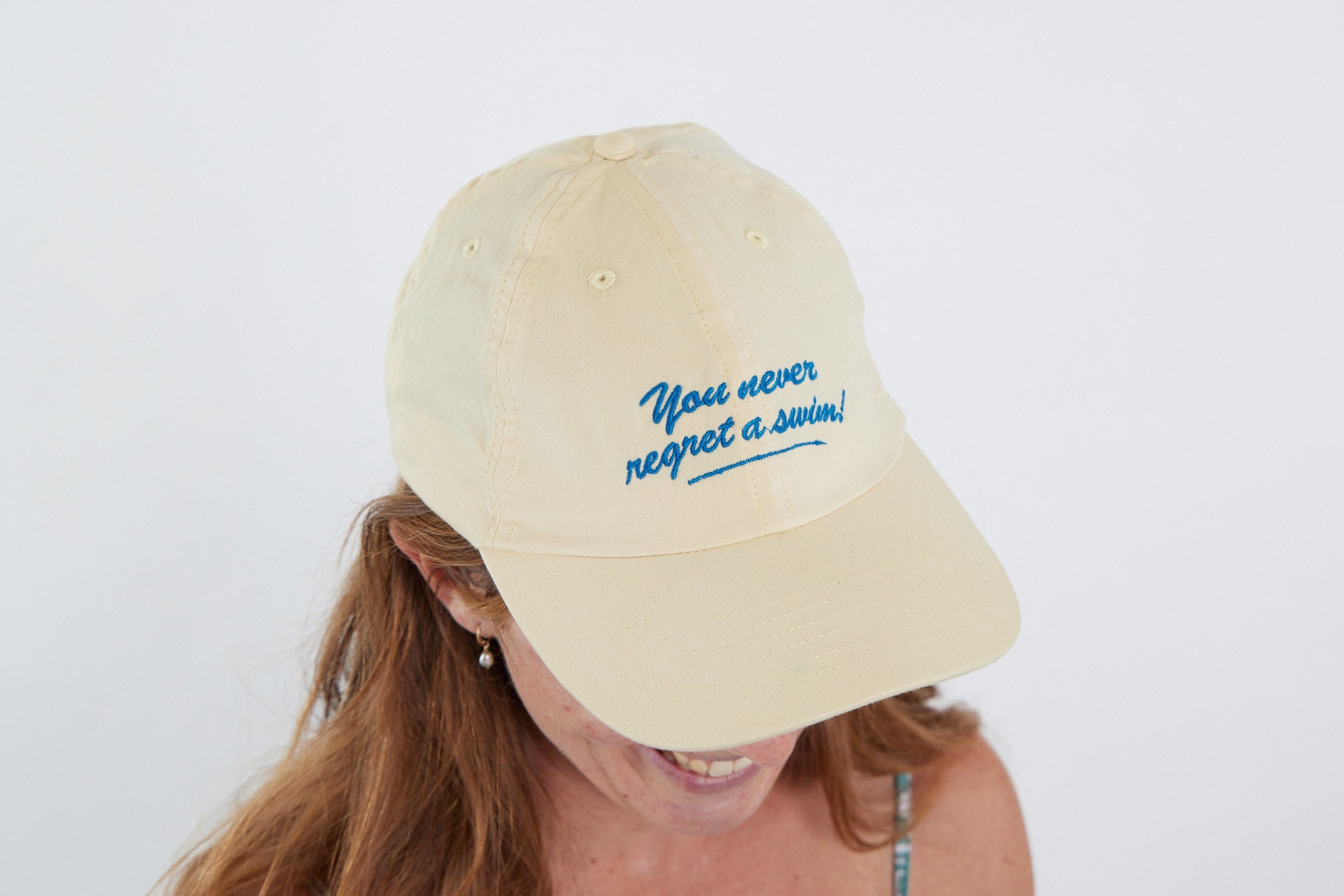 'You Never Regret a Swim' Cap - Yellow – Camp Cove Swim